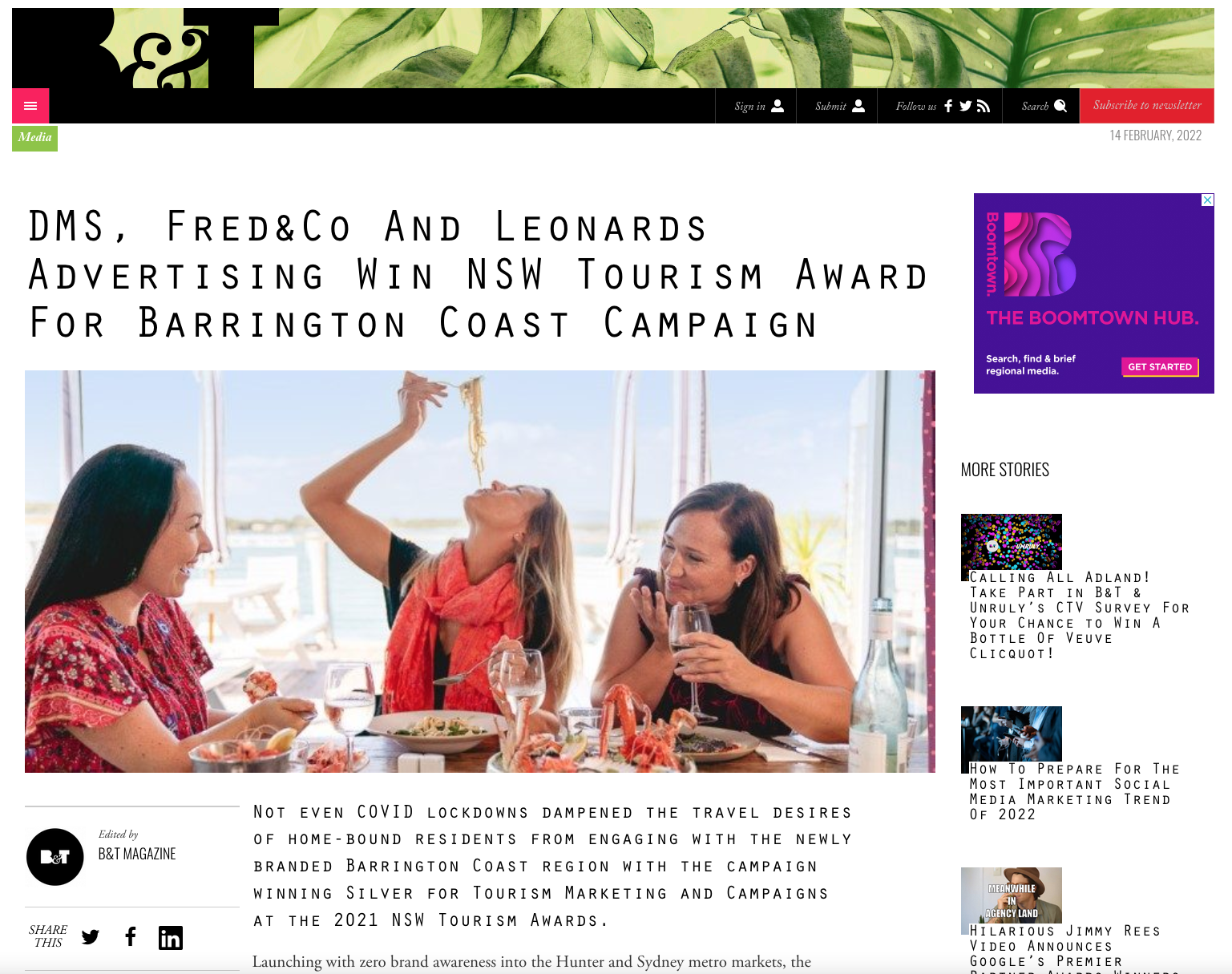 Fred&co makes headlines in B&T - Fred&Co Digital Advertising